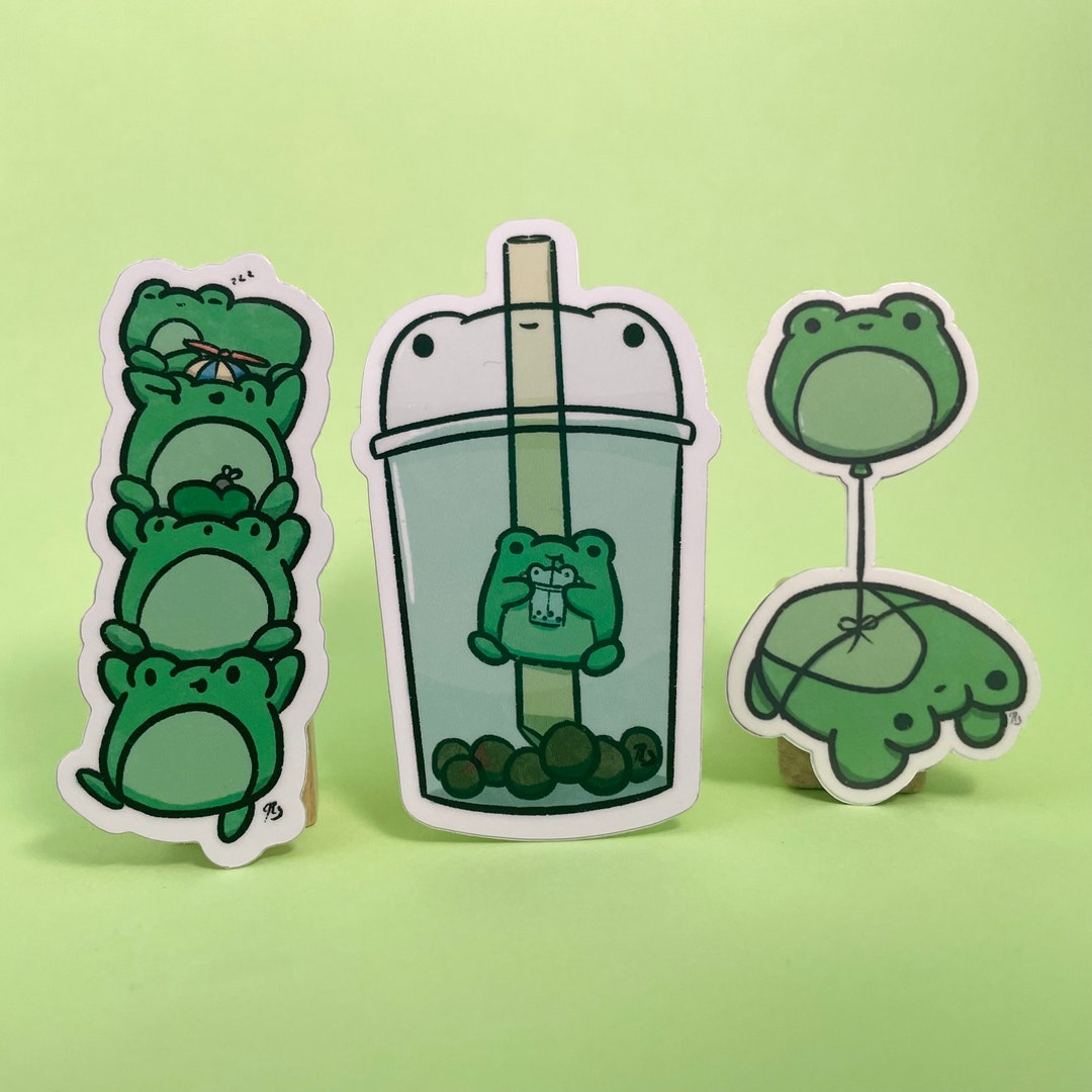 Tall Frogs Vinyl Stickers boba, Stack, Baloon - Etsy