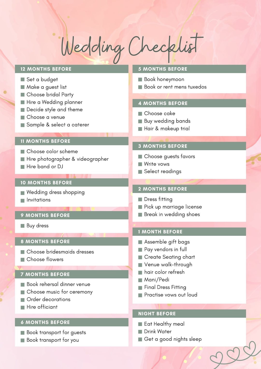 10 Wedding Checklists Comprehensive Planner for Your Perfect Wedding ...