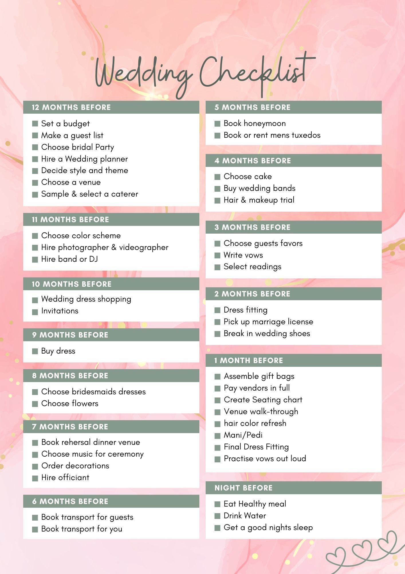 10 Wedding Checklists Comprehensive Planner for Your Perfect Wedding ...