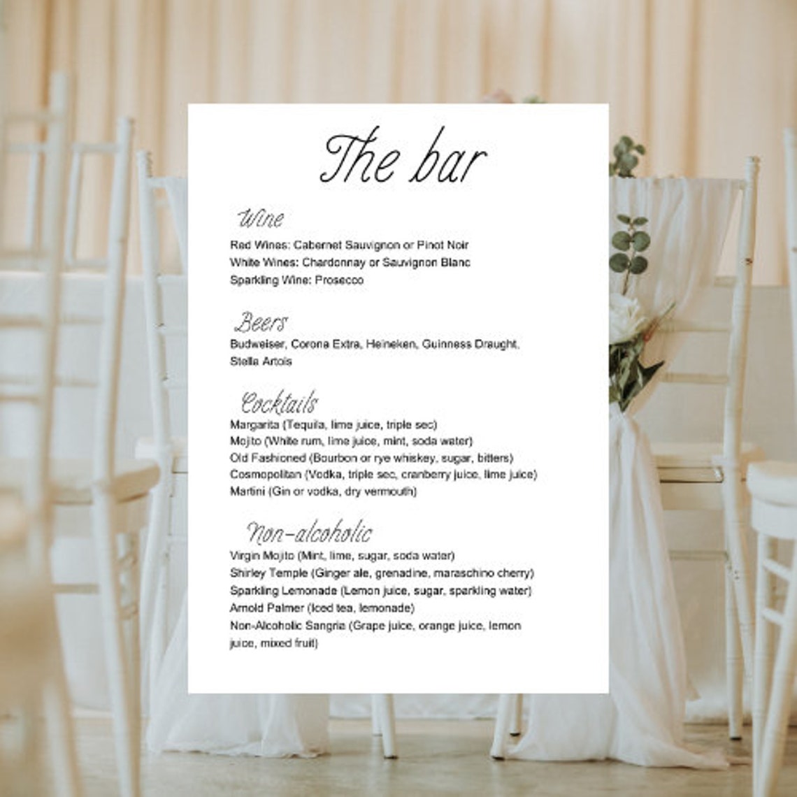 10 Bar Menu Wedding Drinks, Wedding Bar Menu Sign, Bar Menu Template ...
