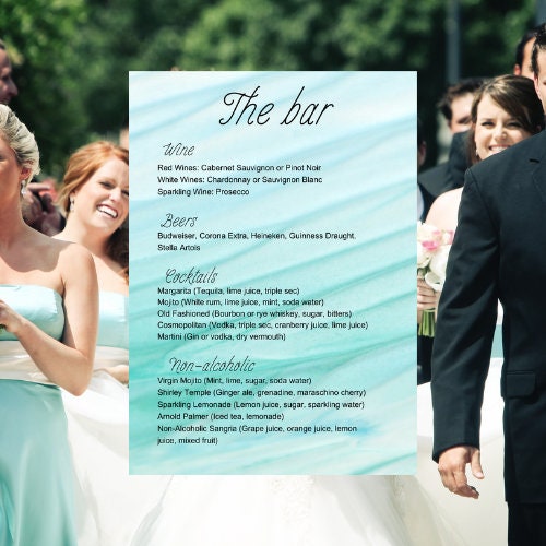 10 Bar Menu Wedding Drinks, Wedding Bar Menu Sign, Bar Menu Template ...