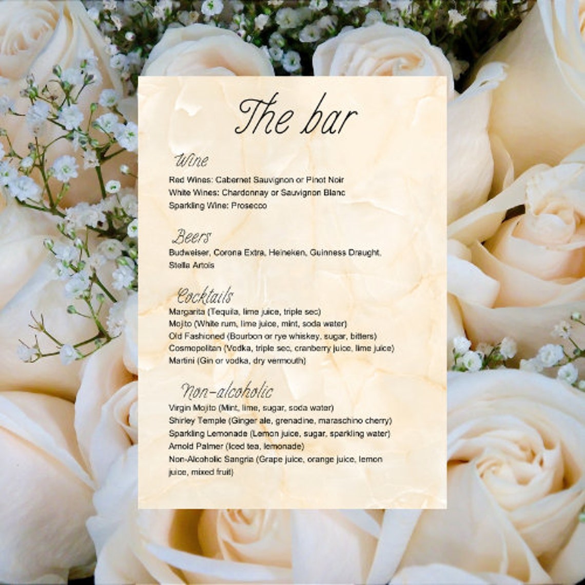 10 Bar Menu Wedding Drinks, Wedding Bar Menu Sign, Bar Menu Template ...