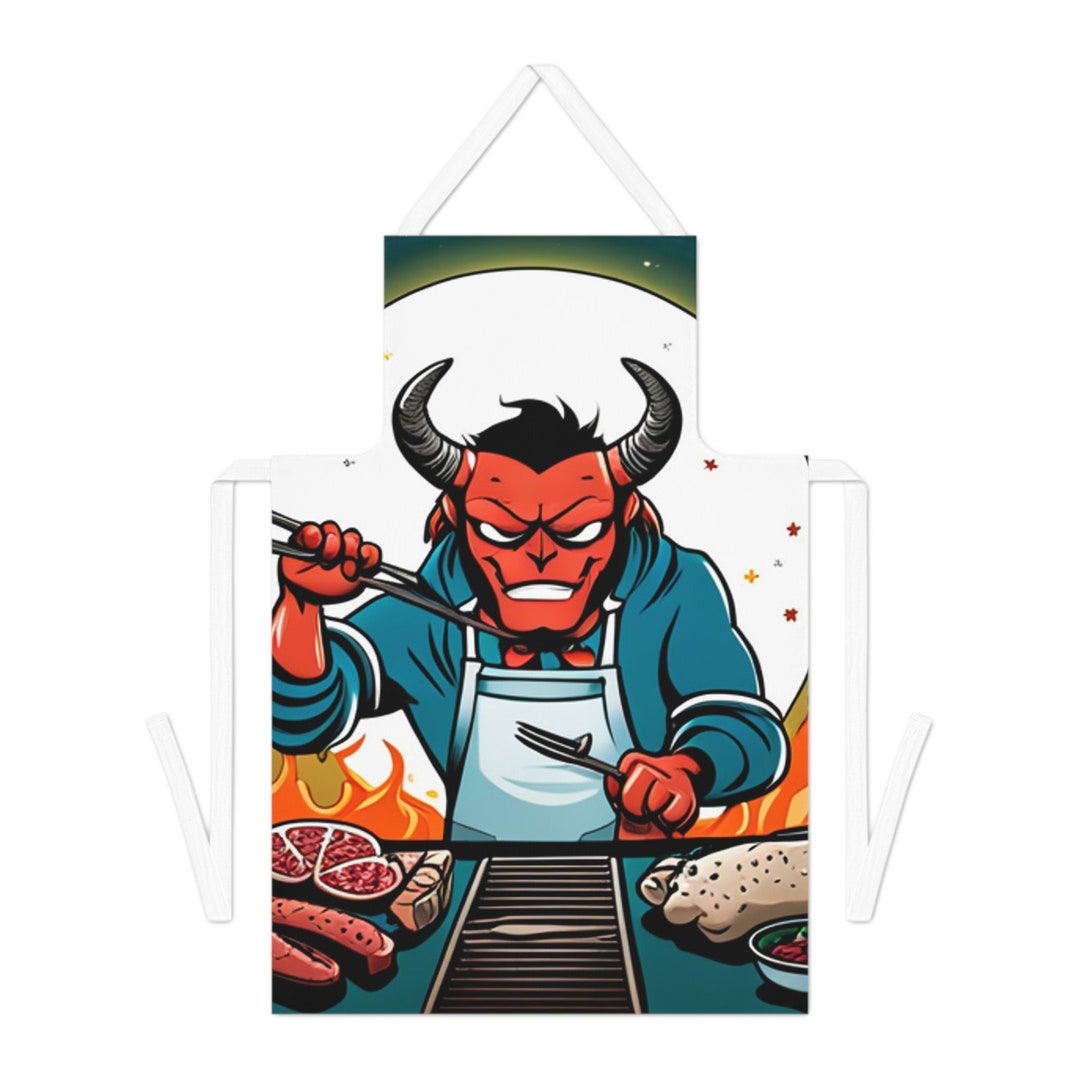 Red Demon Cooking Barbeque Adult Apron AOP - Etsy