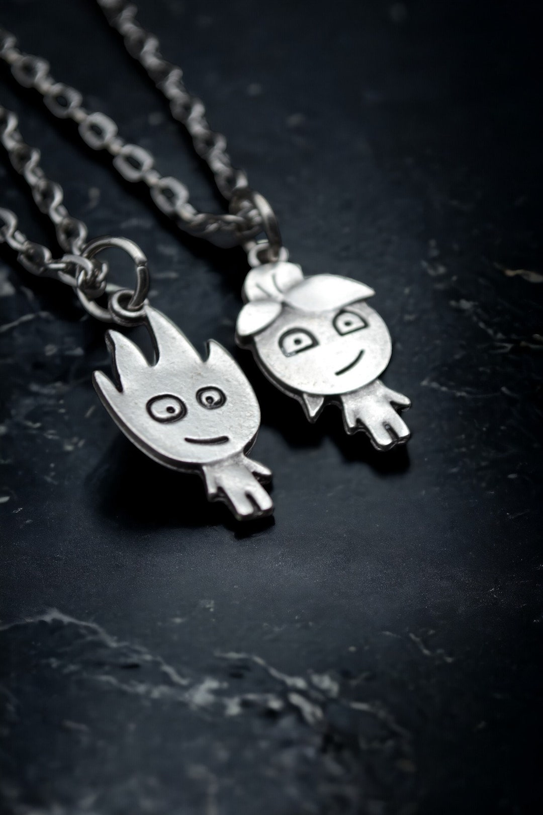 Fireboy and Watergirl Necklace, Minimalist Silver-plated Partner ...
