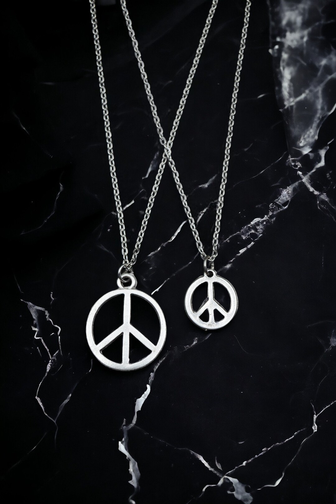 Peace Sign Necklace Duo - Spread Harmony and Unity With Double the ...
