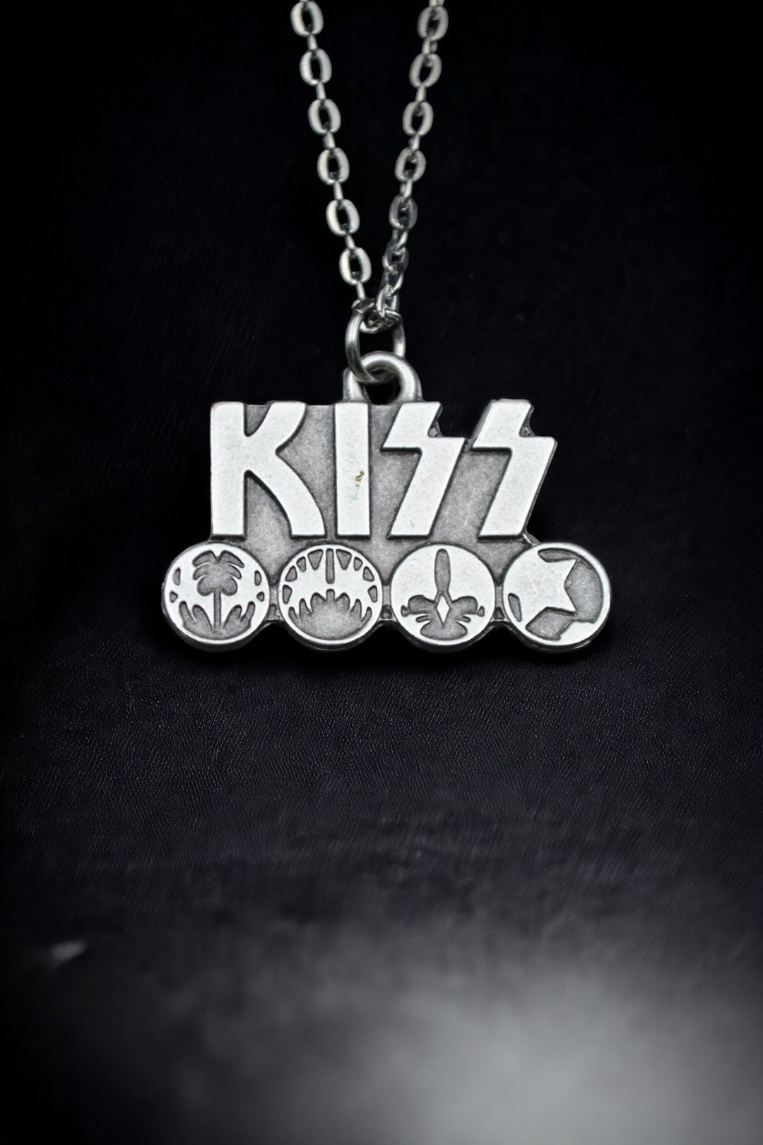 KISS Logo Necklace, Silver-plated Charm for Fans of Legendary Rock Band ...