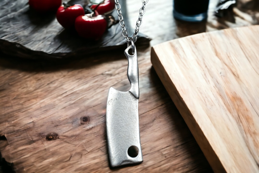 Silver Plated Cleaver Necklace - Miniature Butcher Knife Pendant - Chef ...