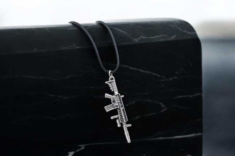 M4 Carbine Machine Gun Necklace, Machine Gun Pendant, Gamer Jewelry ...