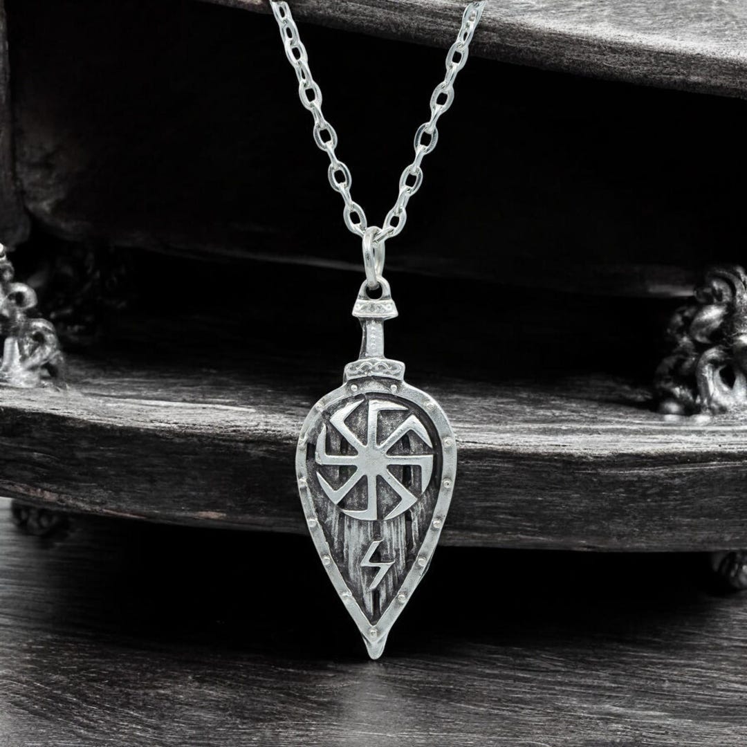 Viking Kolovrat Shield Necklace - Norse Pagan Pendant, Slavic Symbol ...