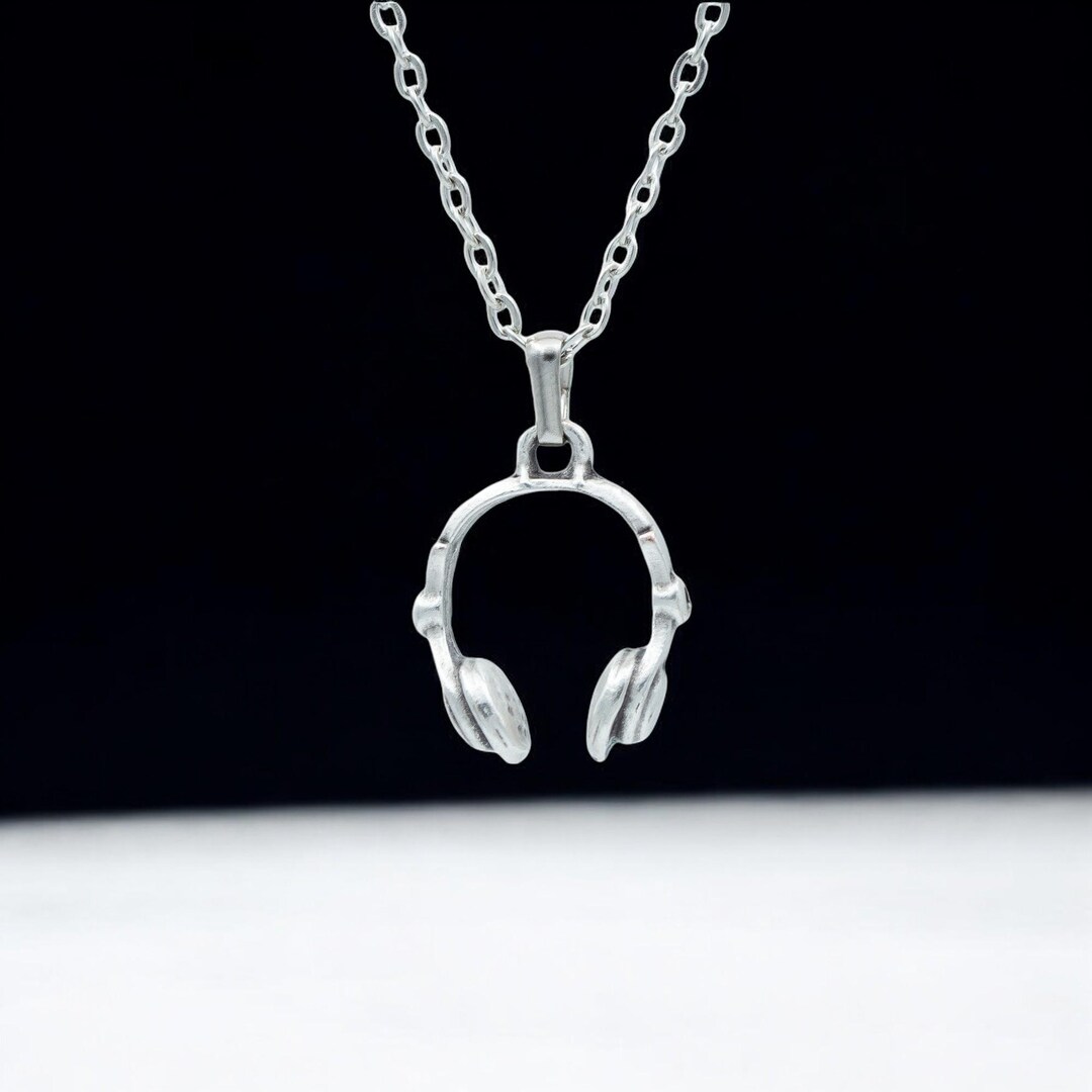 Headphones Necklace, Music Lover Jewelry, DJ Headset Pendant, Silver ...