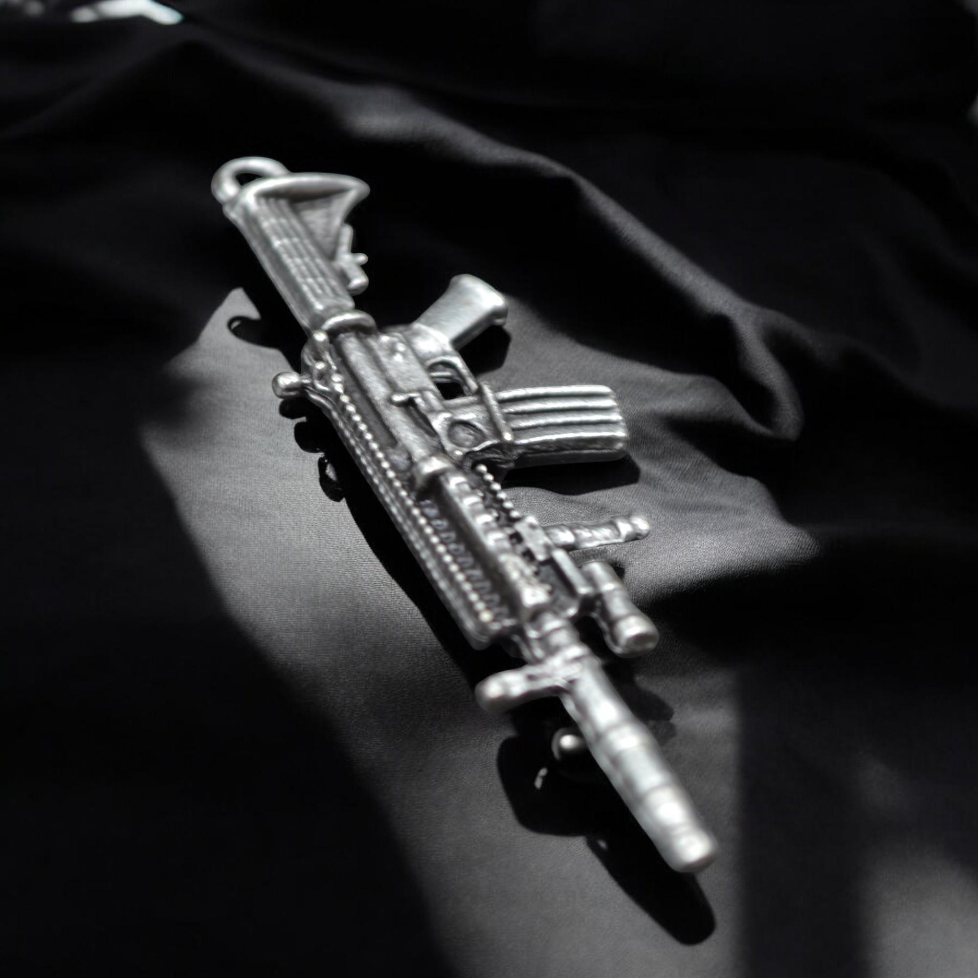 M4 Carbine Machine Gun Necklace, Machine Gun Pendant, Gamer Jewelry ...