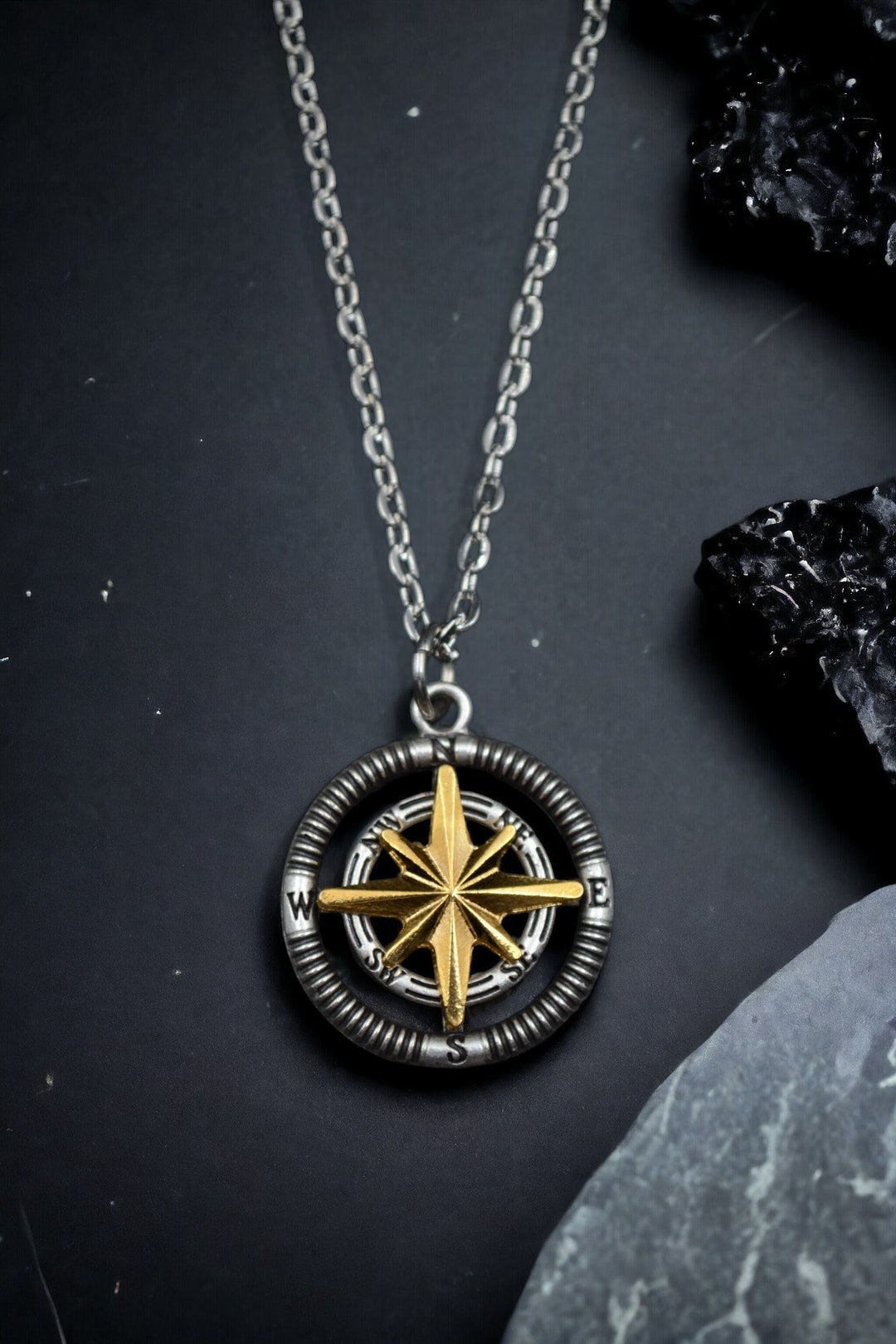 Northern Star Necklace, Compass Necklace, Unisex Pendant for Explorers ...