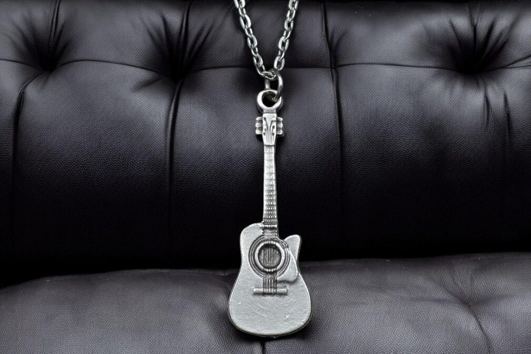 Classic Guitar Necklace - Silver-plated Guitar Pendant - Music Lover's ...