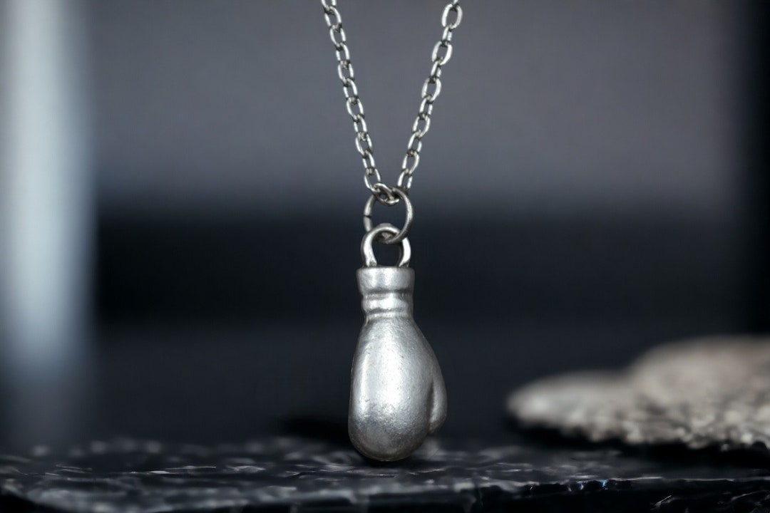 Boxing Glove Necklace - Fight With Determination and Strength - Silver ...