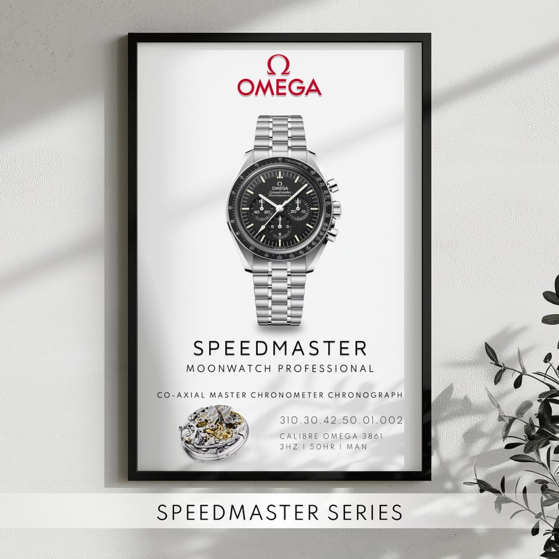 Omega Speedmaster Moonwatch Poster, Speedmaster Professional, Vintage ...