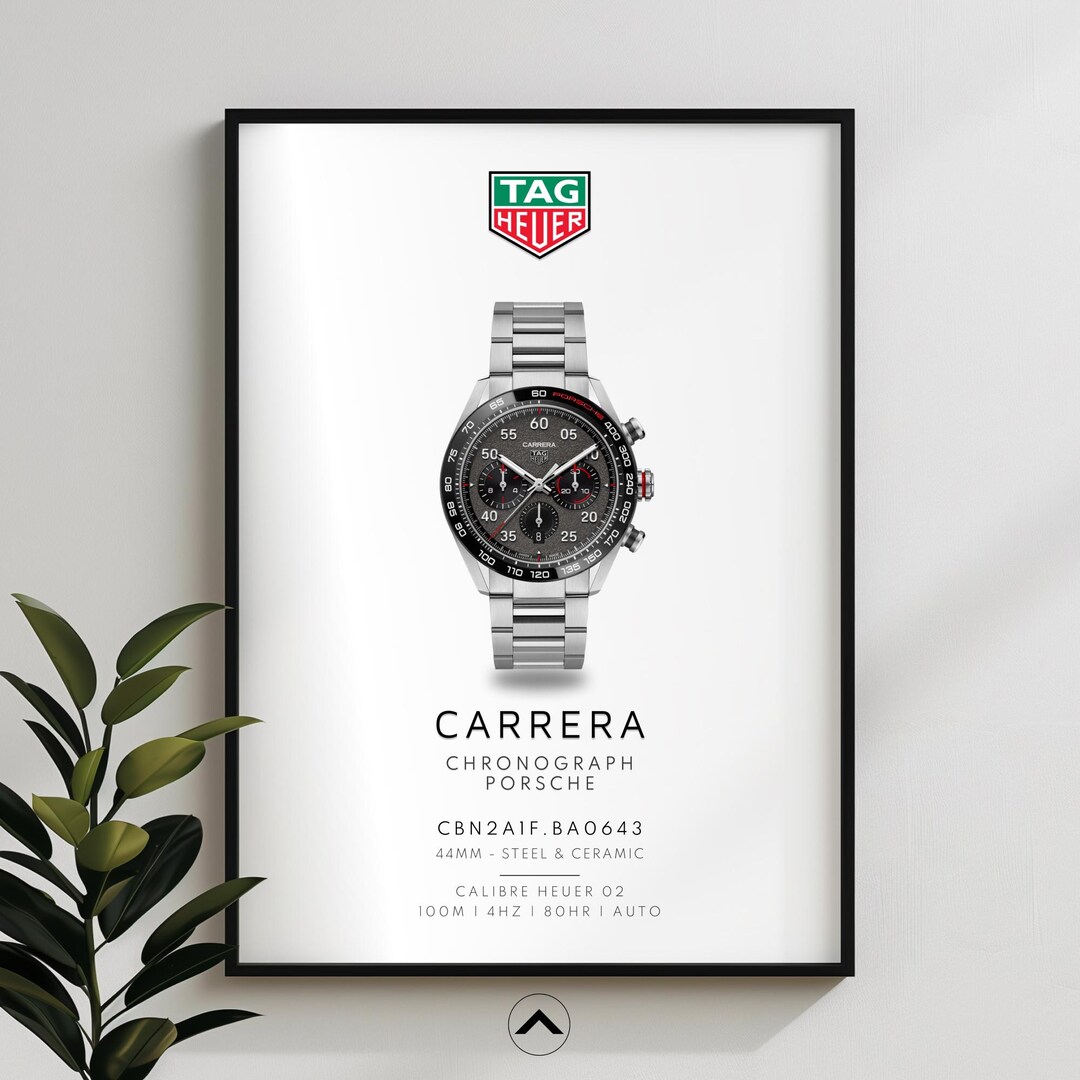 TAG Heuer Porsche Watch Poster, TAG Heuer Art Print, Chronograph ...