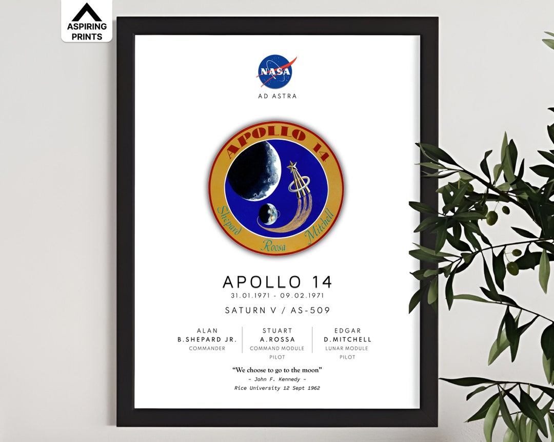 Apollo 14 NASA Moon Mission Poster, Apollo Space Program Decor, Moon ...