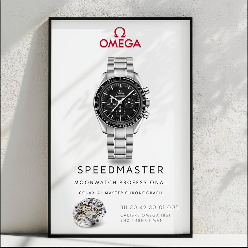 Omega Speedmaster Moonwatch Poster, Chronograph Movement, Vintage Omega ...
