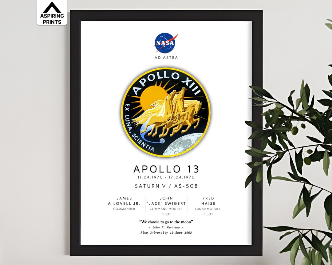 Apollo 13 NASA Moon Mission Poster, Apollo Space Program Decor, Moon ...