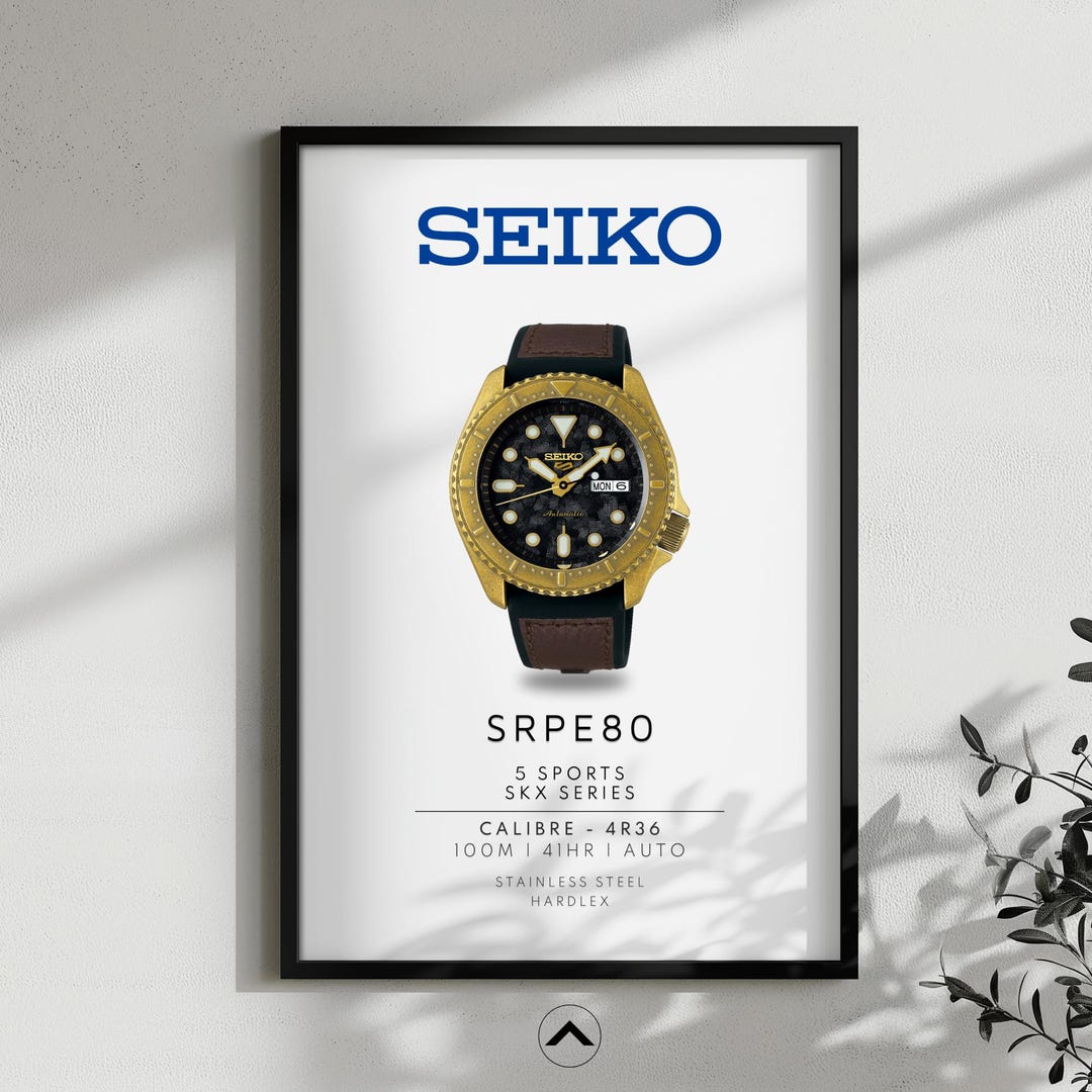 Seiko SRPE80 Watch Poster, Seiko Poster Watch Print, Horology Wall Art ...