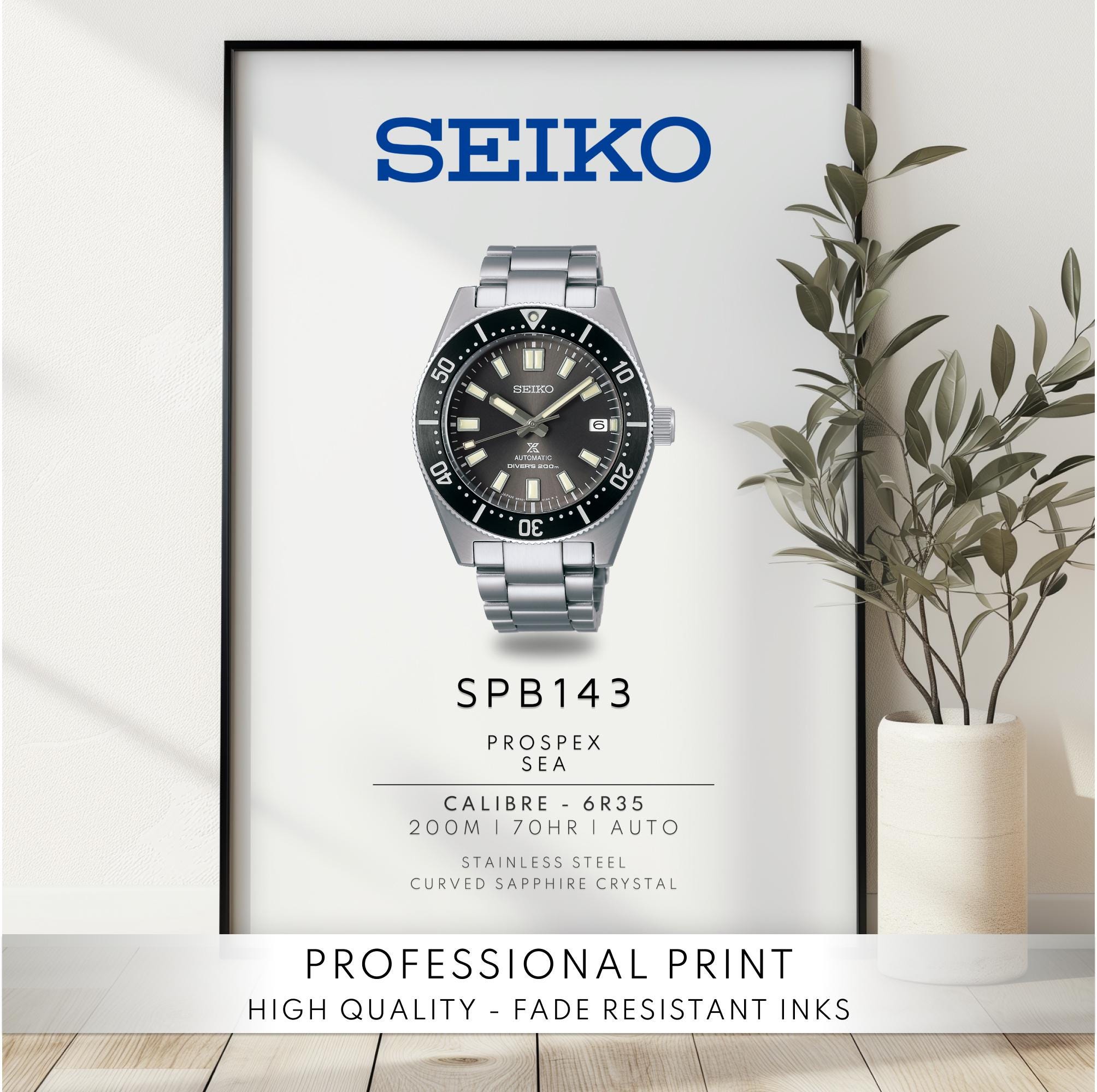 Seiko SPB143 Watch Poster, Seiko Poster Watch Print, Horology Wall Art ...