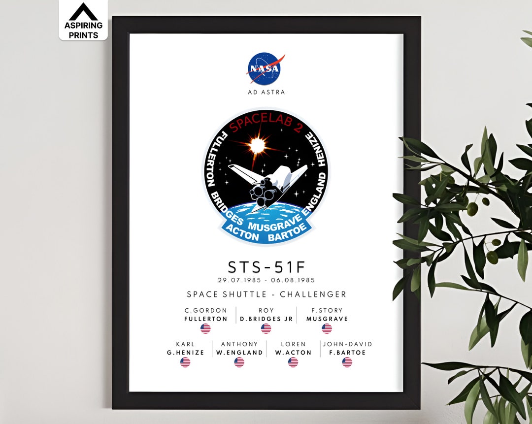 NASA Space Shuttle Poster, Space Exploration Decor, European Space Agency Print, STS 51F NASA ...