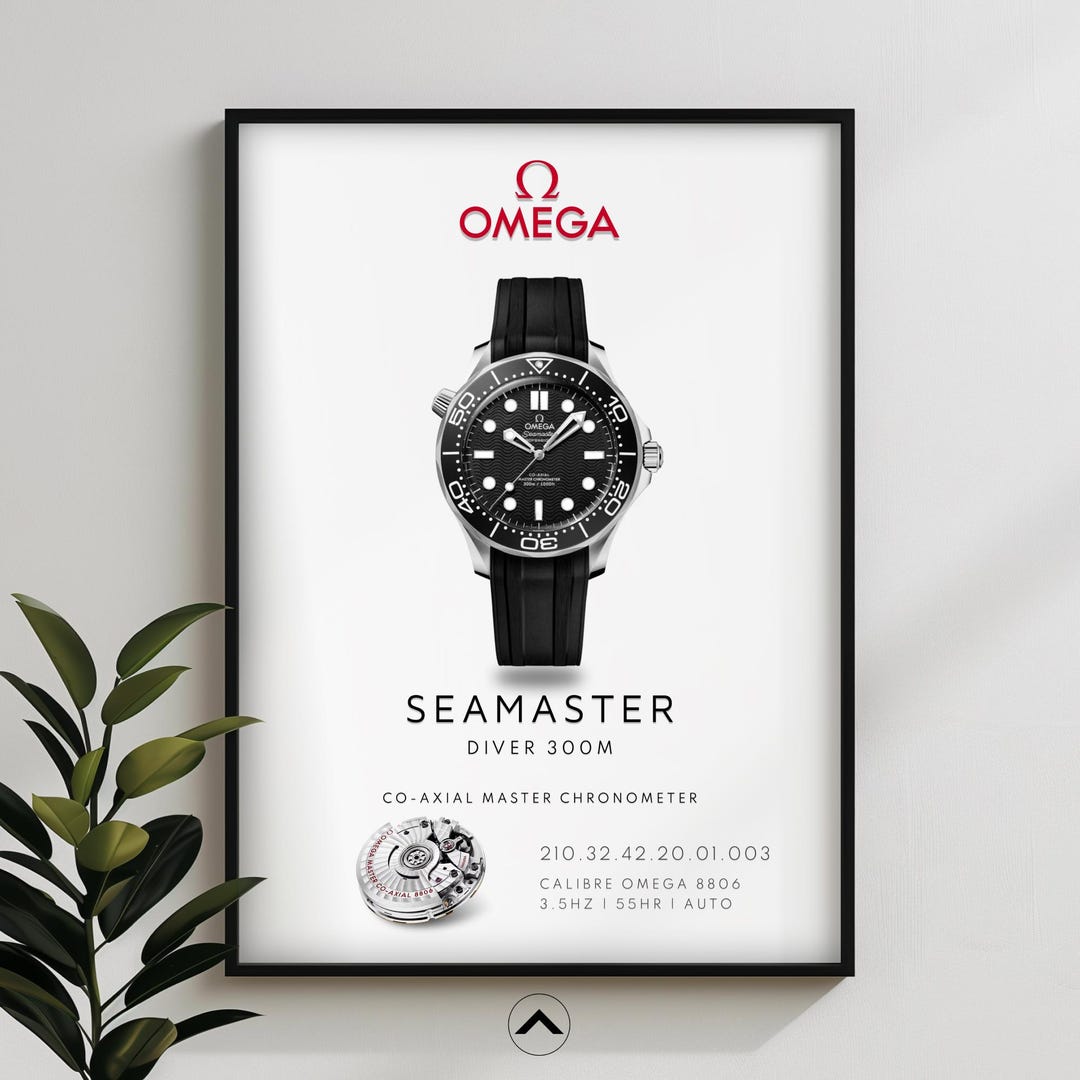 Omega Seamaster Diver 300 Watch Poster, Omega Watch Lover Gift, Swiss ...