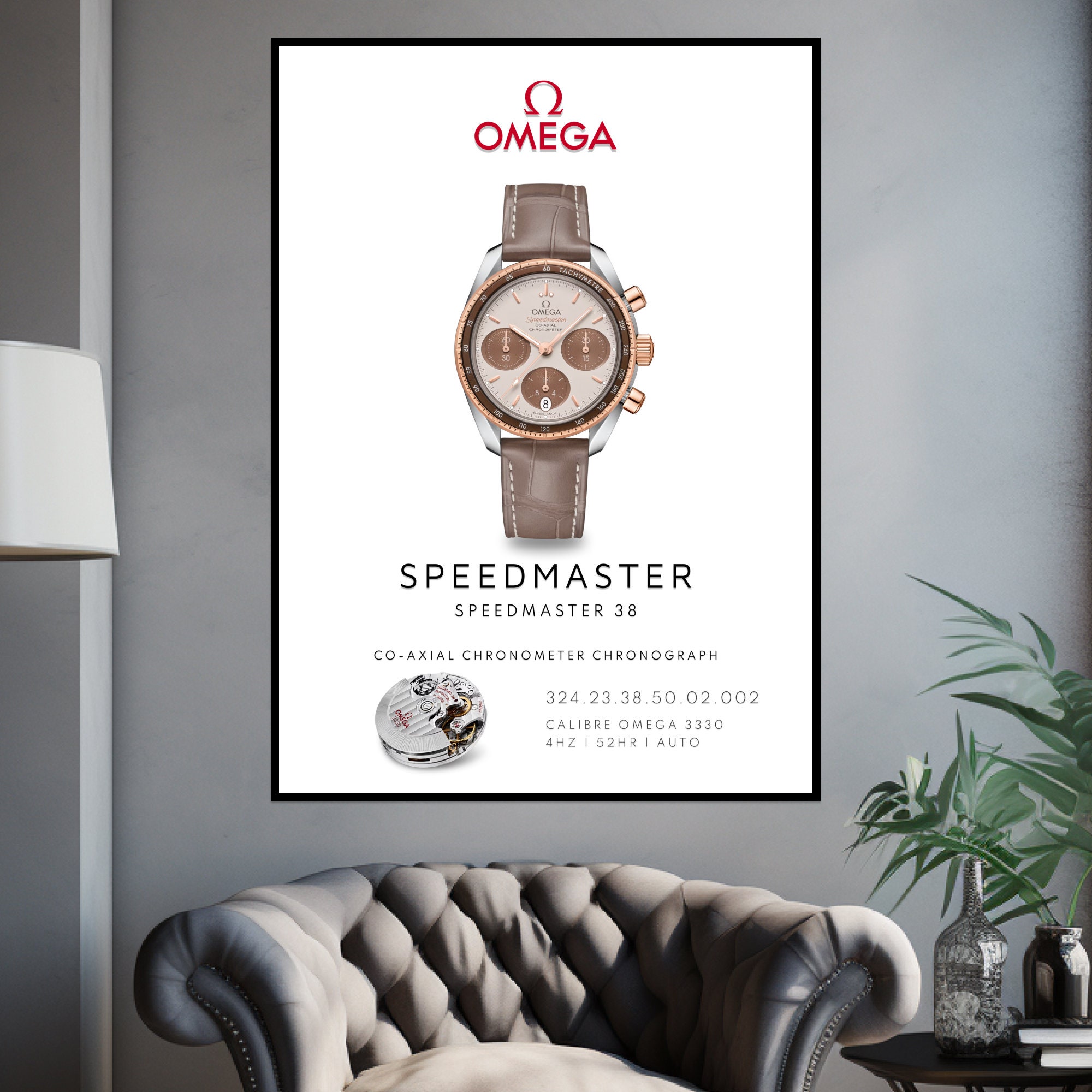 Omega Speedmaster 38mm Poster, Vintage Omega Chronograph Luxury Watch ...
