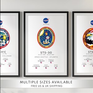 NASA Space Shuttle Poster, STS 30 Nasa Mission Badge, 1989 Nasa Poster, Atlantis Shuttle Wall ...