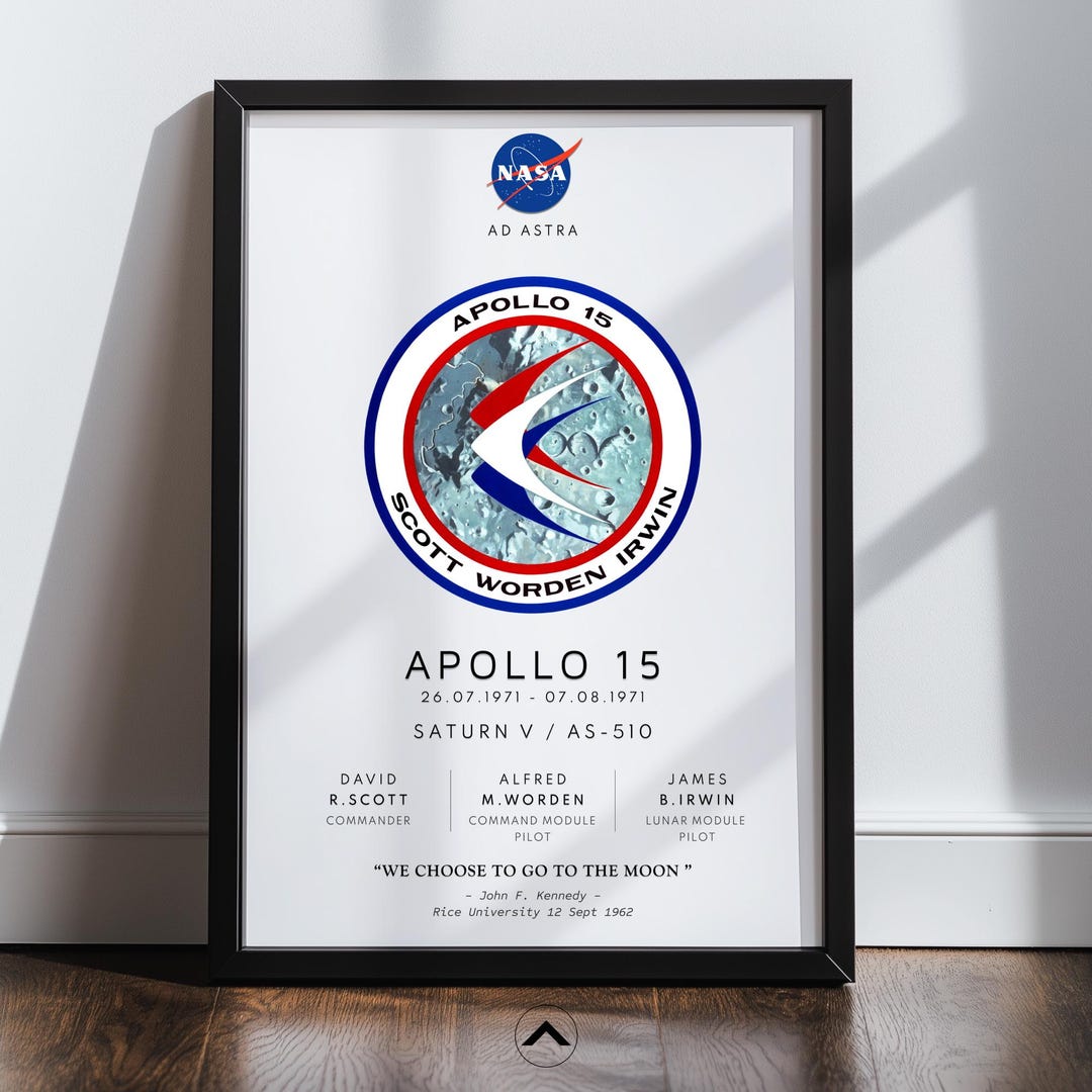 Apollo 15 NASA Moon Mission Poster, Apollo Space Program Decor, 1969 ...
