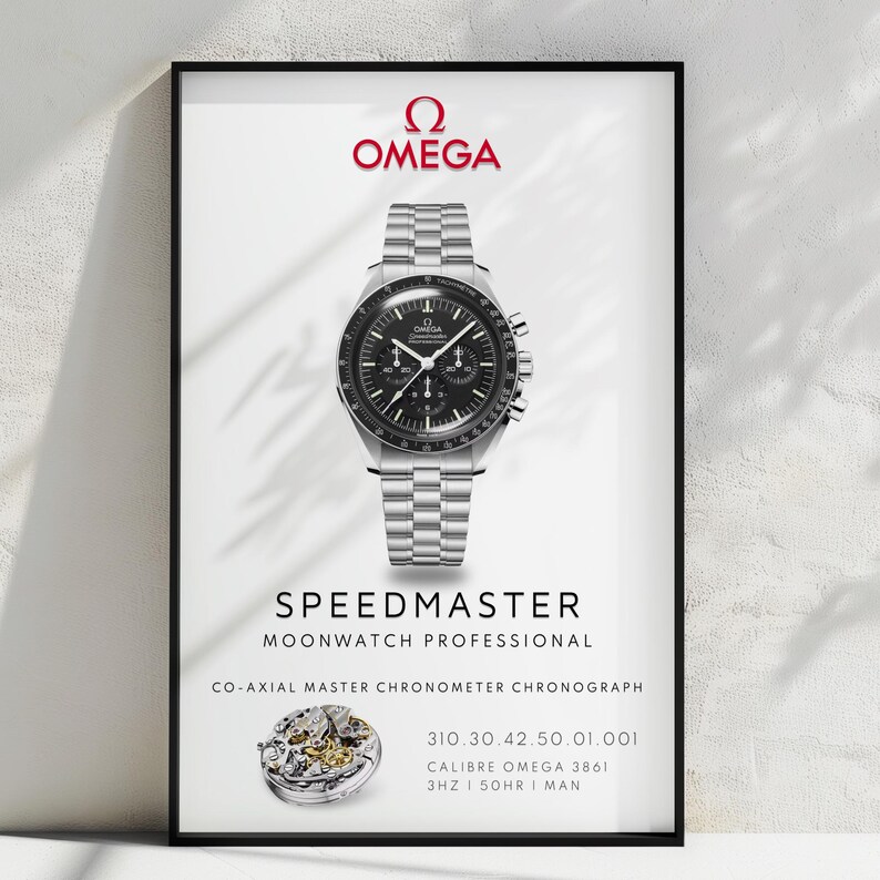 Omega Speedmaster Moonwatch Poster, Speedmaster Professional, Vintage ...
