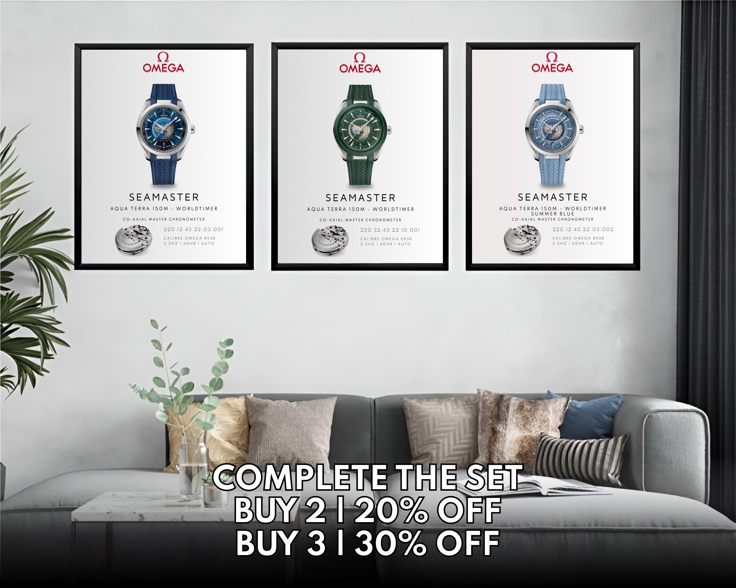 Omega Seamaster Worldtimer GMT Poster, Vintage Omega Chronometer Luxury ...