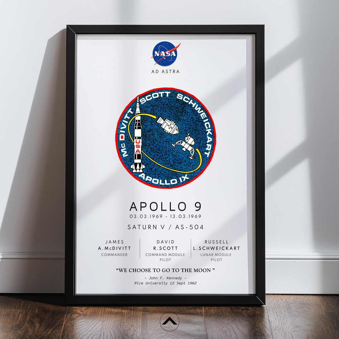Apollo 9 NASA Mission Poster, Saturn V Apollo Space Program Decor ...