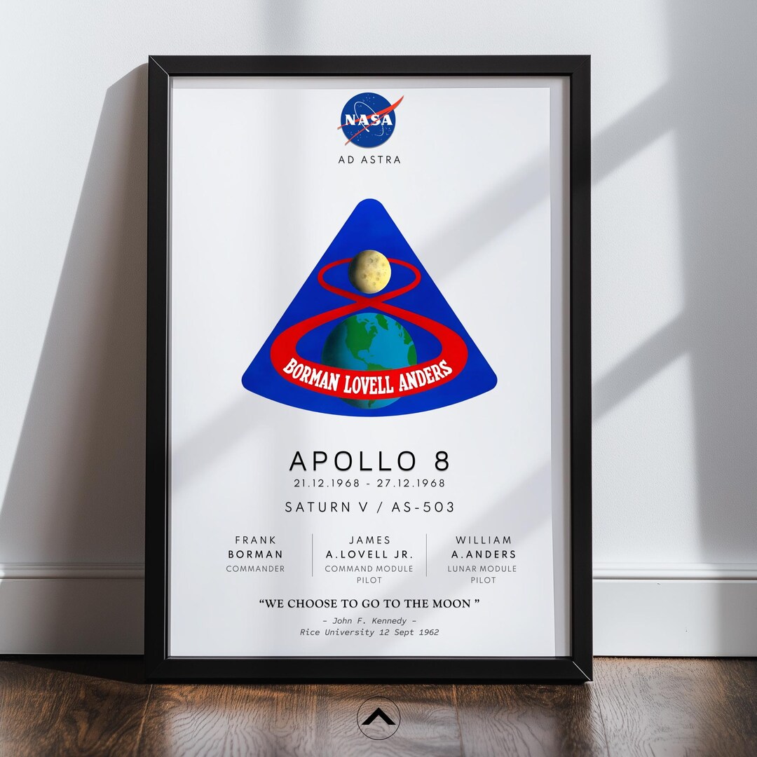 Apollo 8 NASA Moon Mission Poster, Apollo Space Program Decor, Moon ...