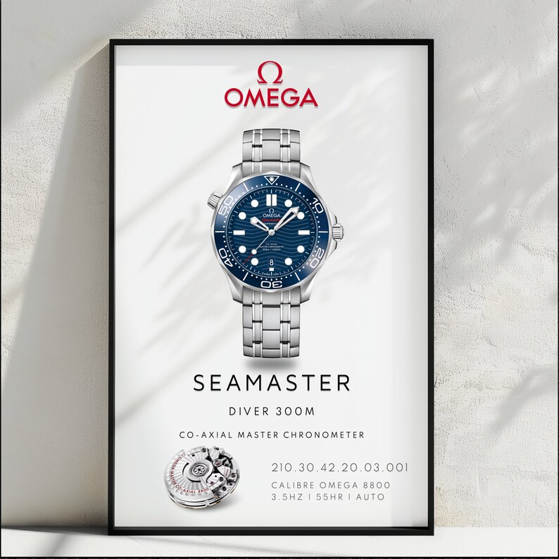 Omega Seamaster Diver 300 Poster, Vintage Omega Chronometer Luxury ...