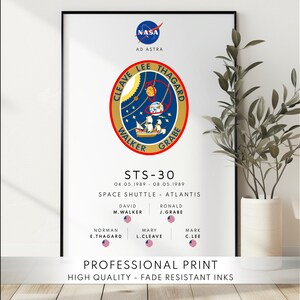 NASA Space Shuttle Poster, STS 30 Nasa Mission Badge, 1989 Nasa Poster ...