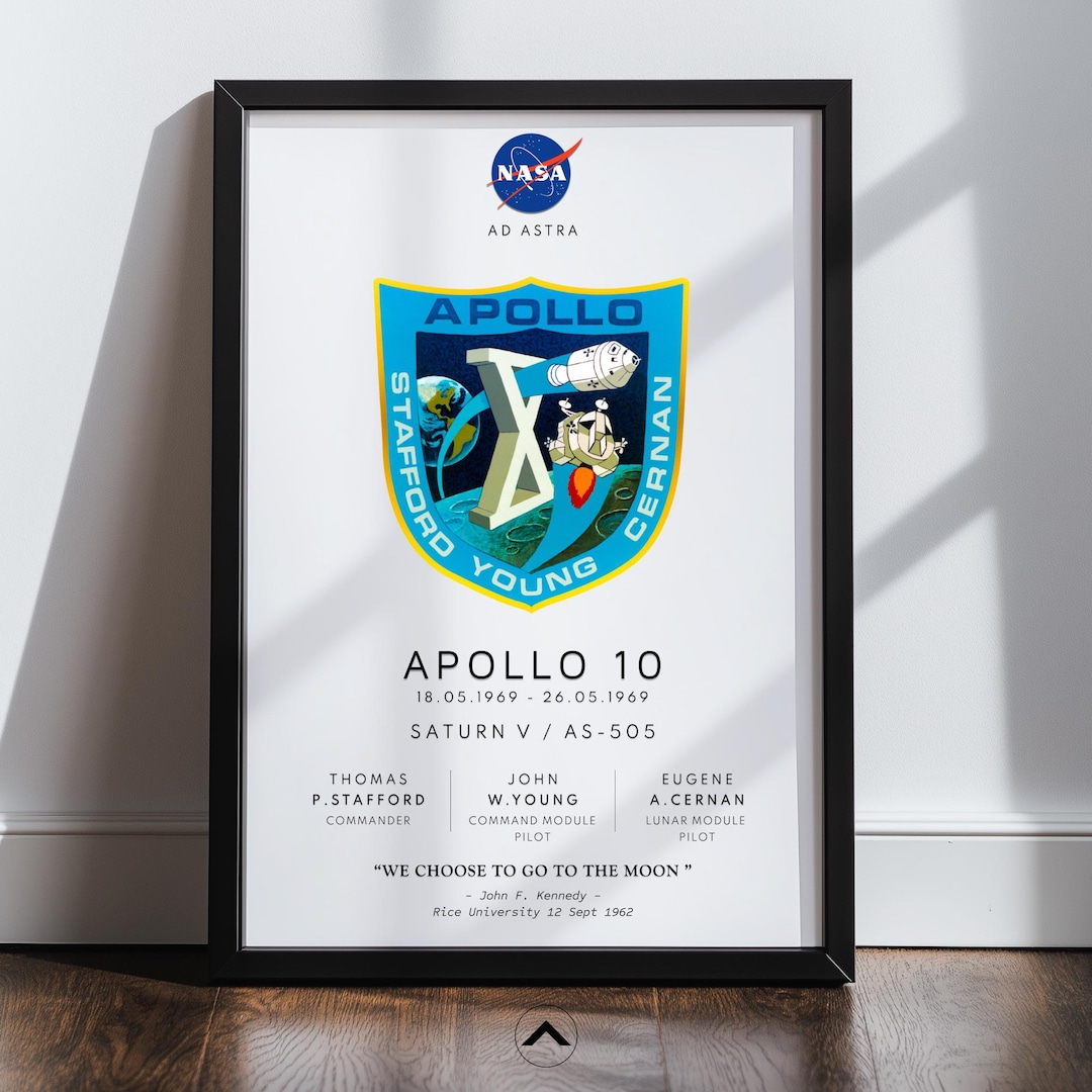Apollo 10 NASA Moon Mission Poster, Apollo Space Program Decor, Moon ...