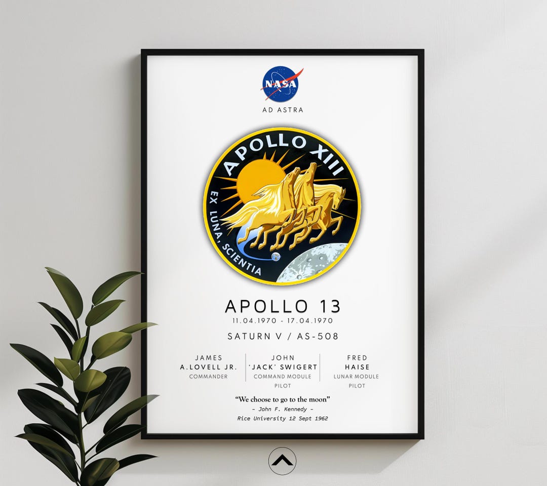 Apollo 13 NASA Moon Mission Poster, Apollo Space Program Decor, Moon ...