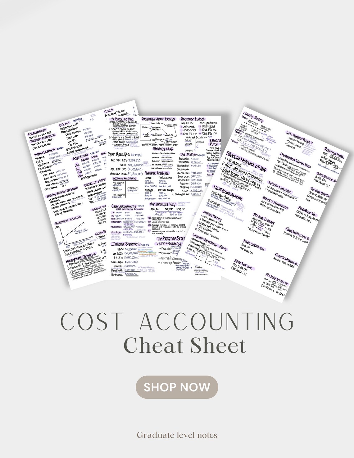 Managerial Cost Accounting Cheat Sheet - Etsy