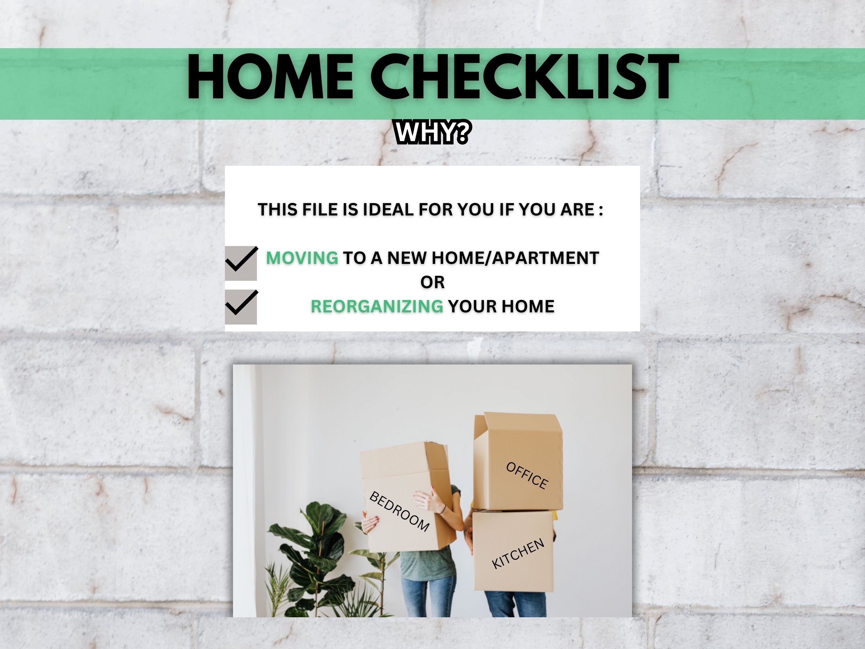 Green Home Checklist Printable Moving to Do List PDF - Etsy