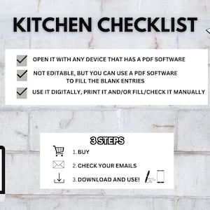 Printable Kitchen Checklist for Home Inventory, Moving Checklist, List ...