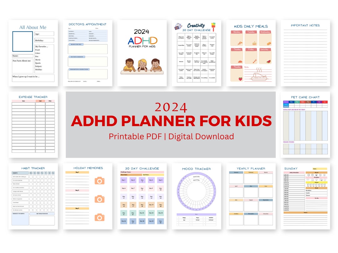 2024 ADHD Planner for Kids Printable Planner ADHD Digital - Etsy