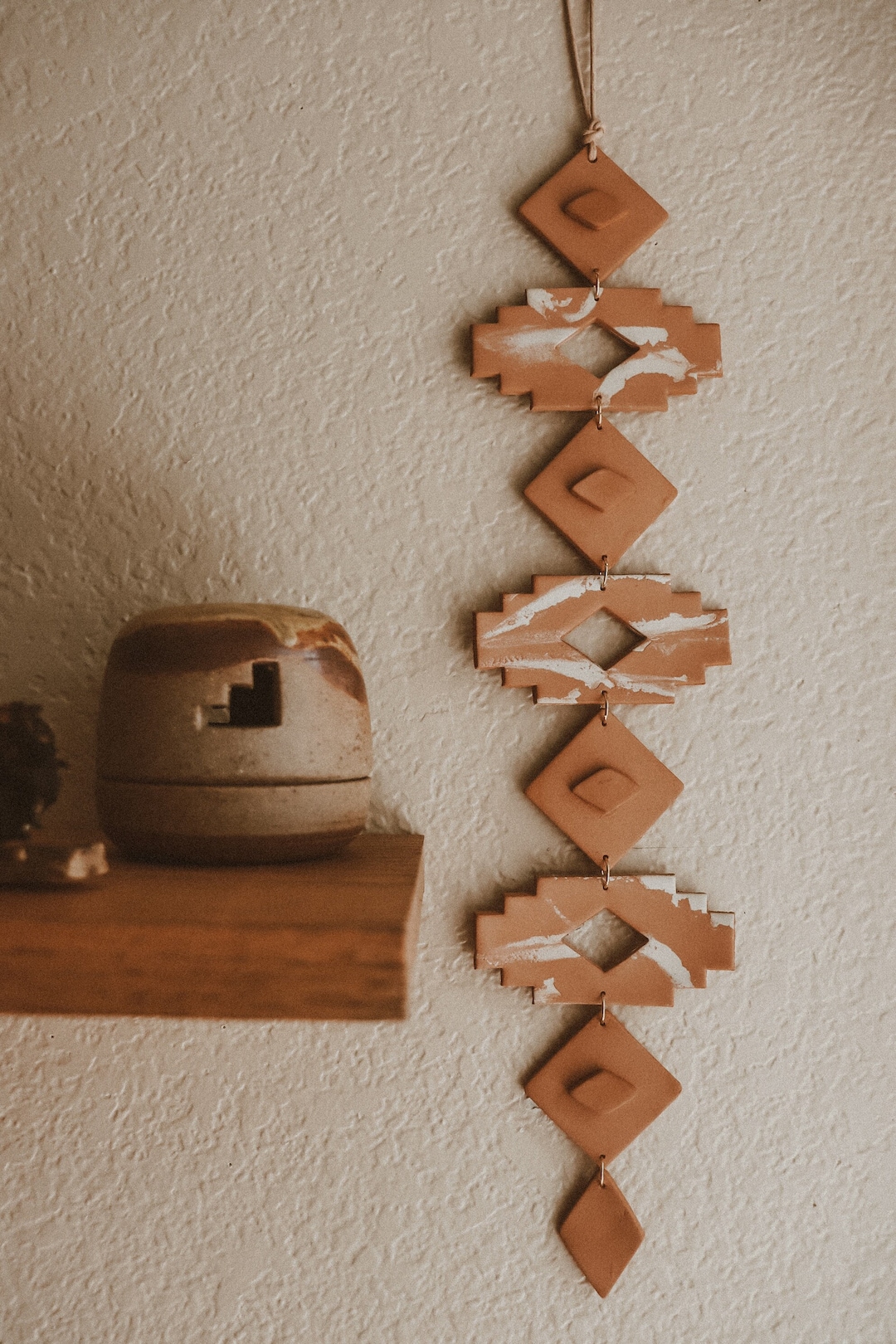 Sedona | Southwestern Handcrafted Clay Wall Hanging | Marbled White ...