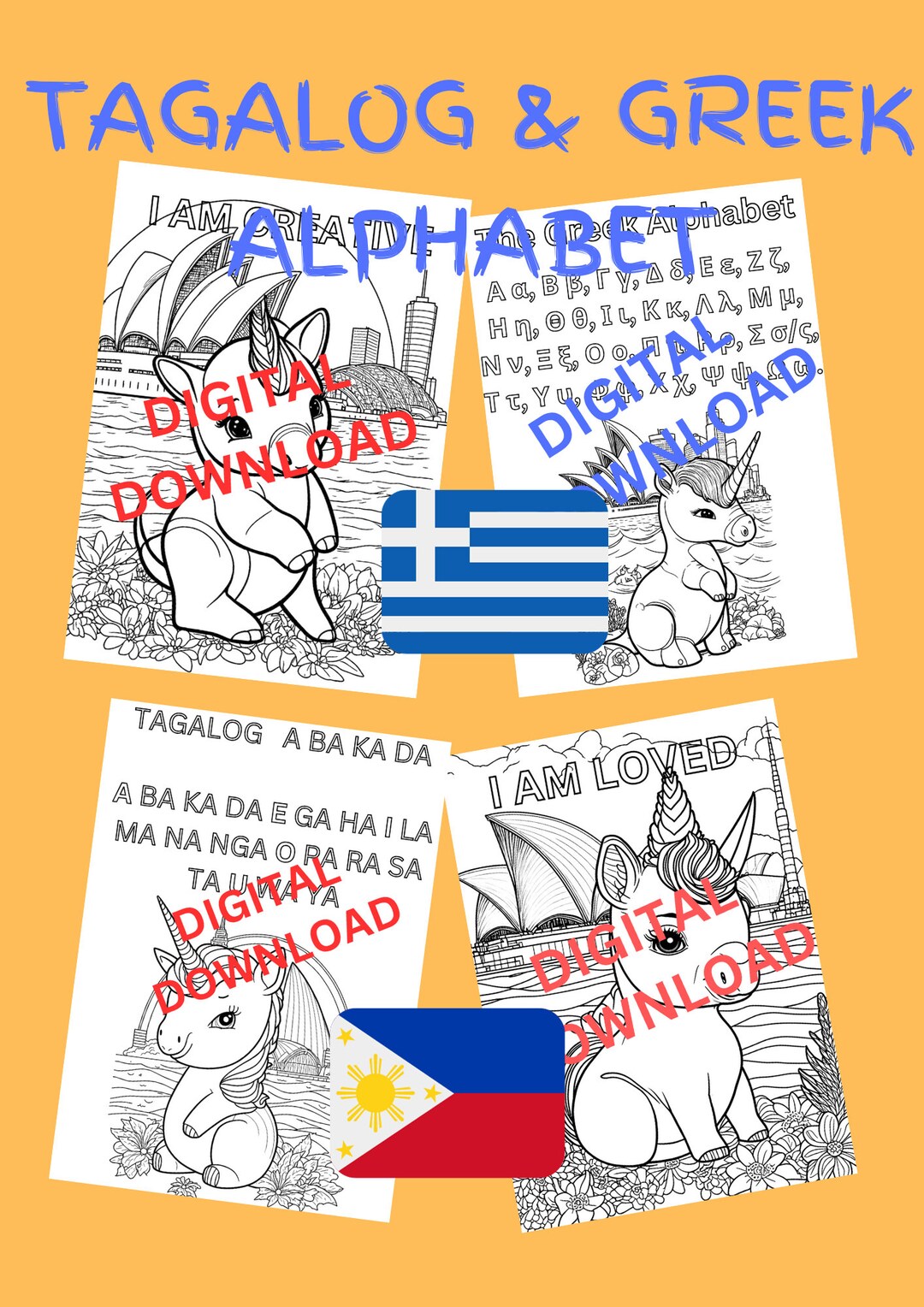 Greek & Tagalog Alphabet With Affirmations - Etsy