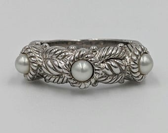 Vintage Judith Ripka Pearl Ring in Sterling Silver - Etsy