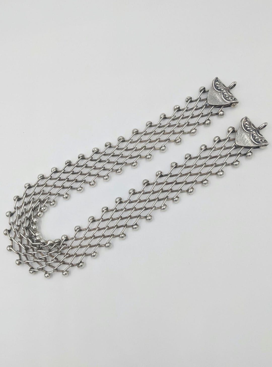 Vintage Tabra Sterling Silver Woven Connector Chain Necklace - Etsy