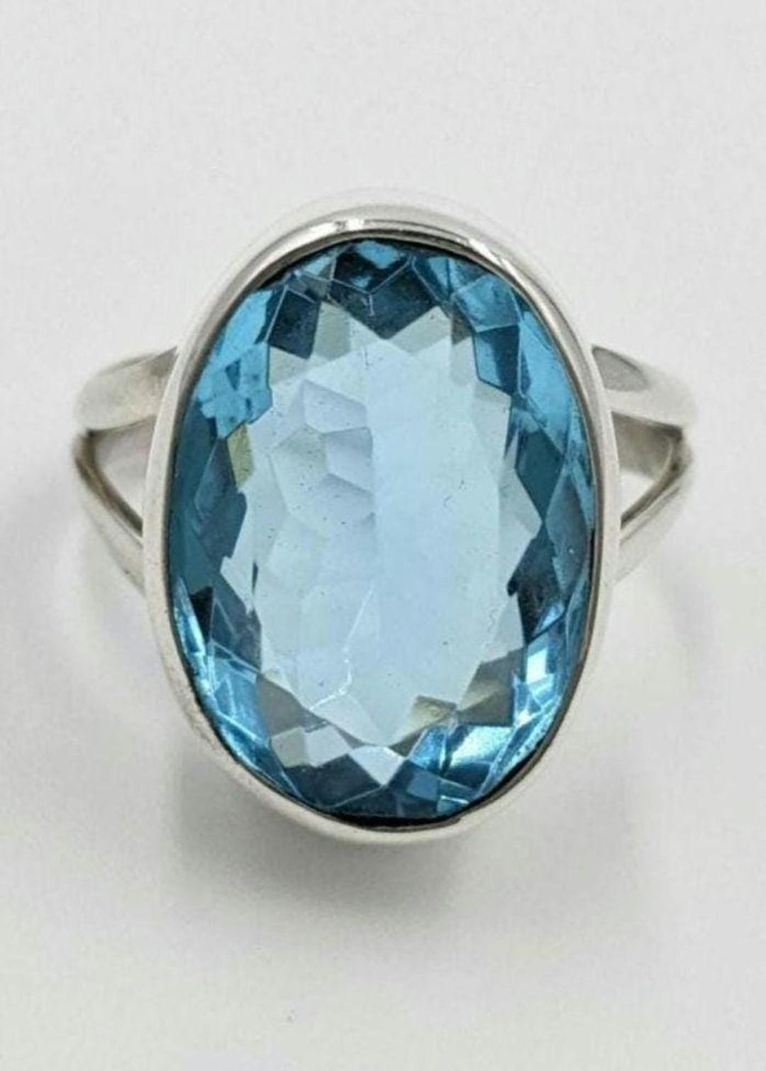 Sterling Silver Blue Gemstone Bezel Set 1990's Vintage Ring - Etsy