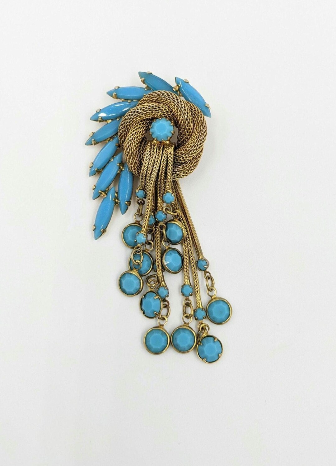 Mid Century Vendome Brooch Vintage Faux Turquoise Designer Pin With ...