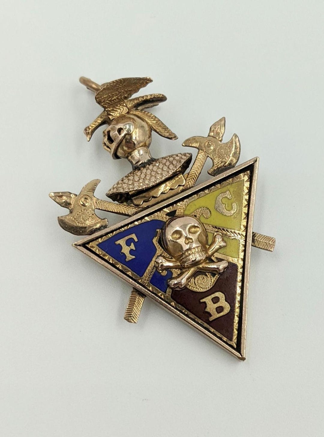 Knights of Pythias Vintage FOB Pendant Gold Filled FCB Fraternity Skull ...