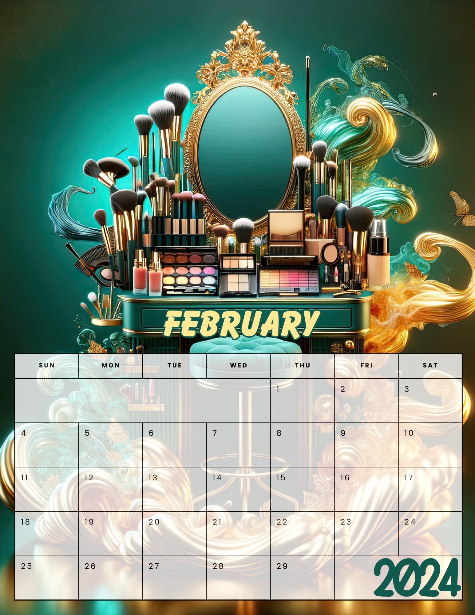 2024 Stunning Makeup Artist Calendars: Customizable, High-quality ...